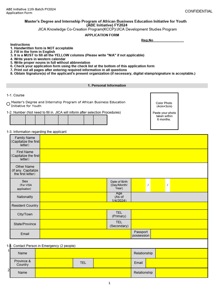 ABE Initiative FY2024 Application Form | PDF