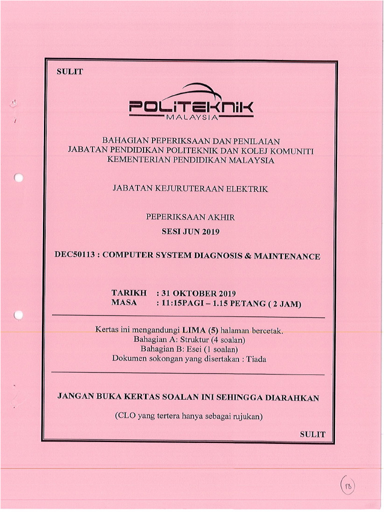 Dec50113 Computer System Diagnosis Maintenance | PDF