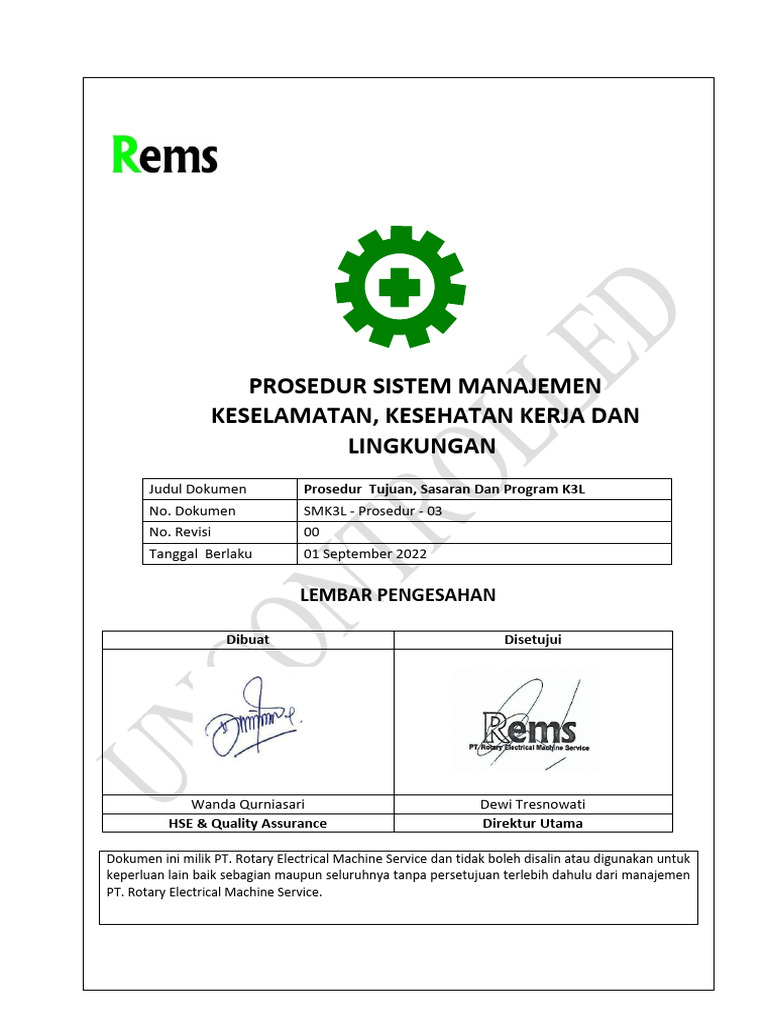 Prosedur Tujuan & Program K3L | PDF