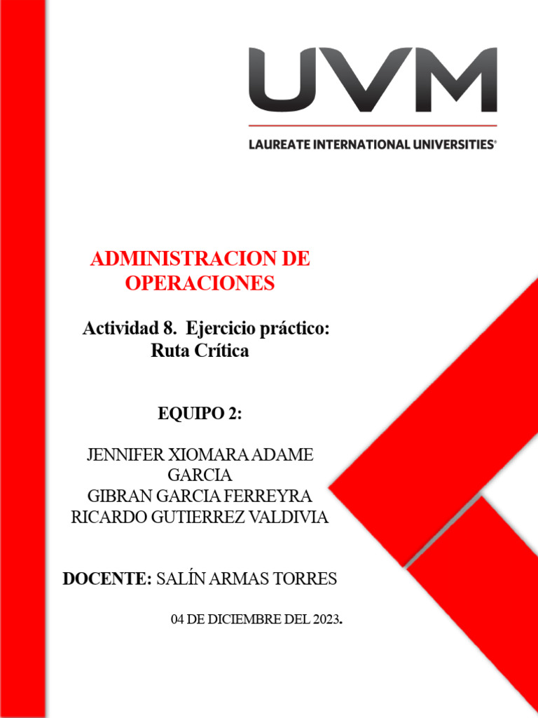 Actividad 8 Ruta Critica | PDF | Gestión de proyectos | Proyectos