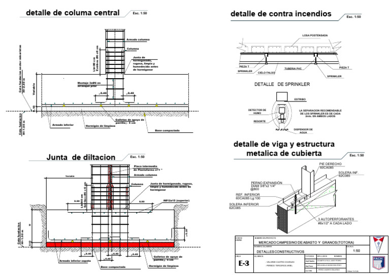 Detalle De Montante Y Plano De Columna Diseño Y Construcción Del