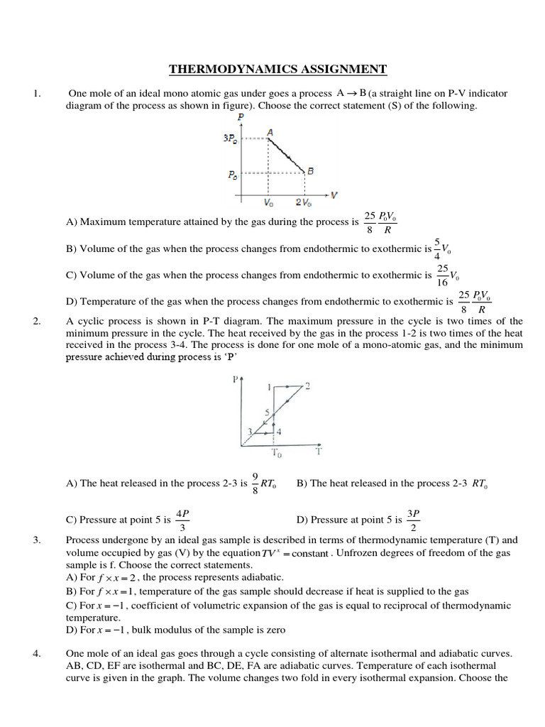 Thermo Dynamics Assignment | PDF