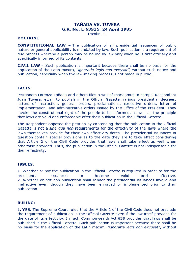 Tañada Vs Tuvera | PDF