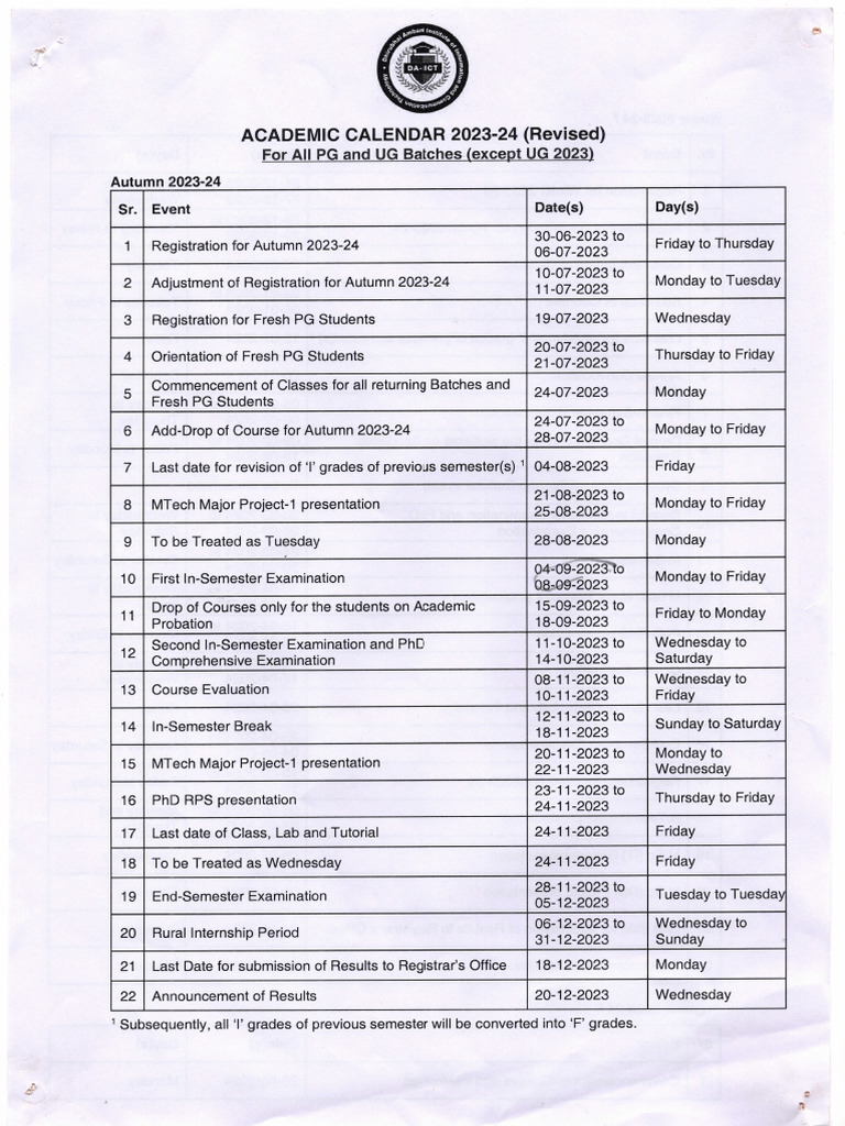 Academic Calendar 2023-24 (Revised) | PDF | Mac Os