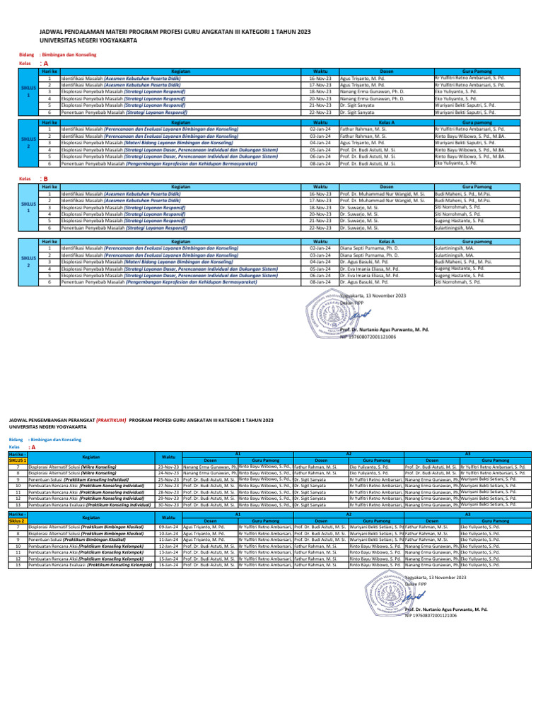 Jadwal PPG BK Angkatan 3 Tahun 2023 | PDF