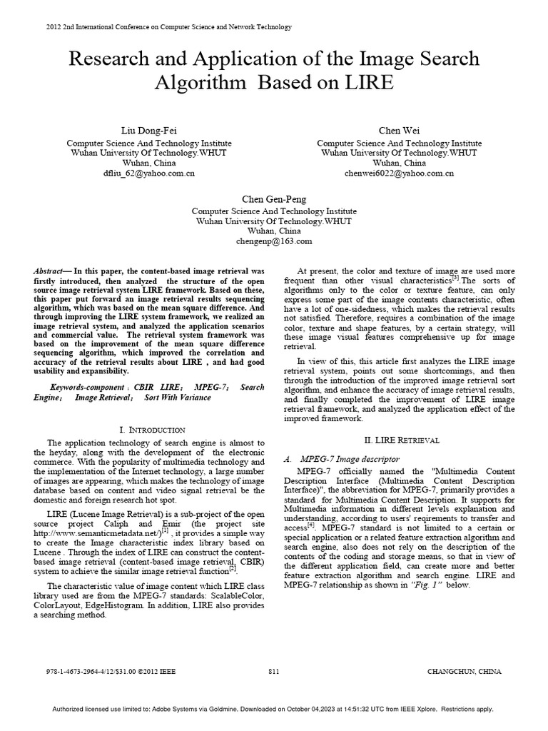 Research and Application of The Image Search Algorithm Based On LIRE | PDF | Database Index ...