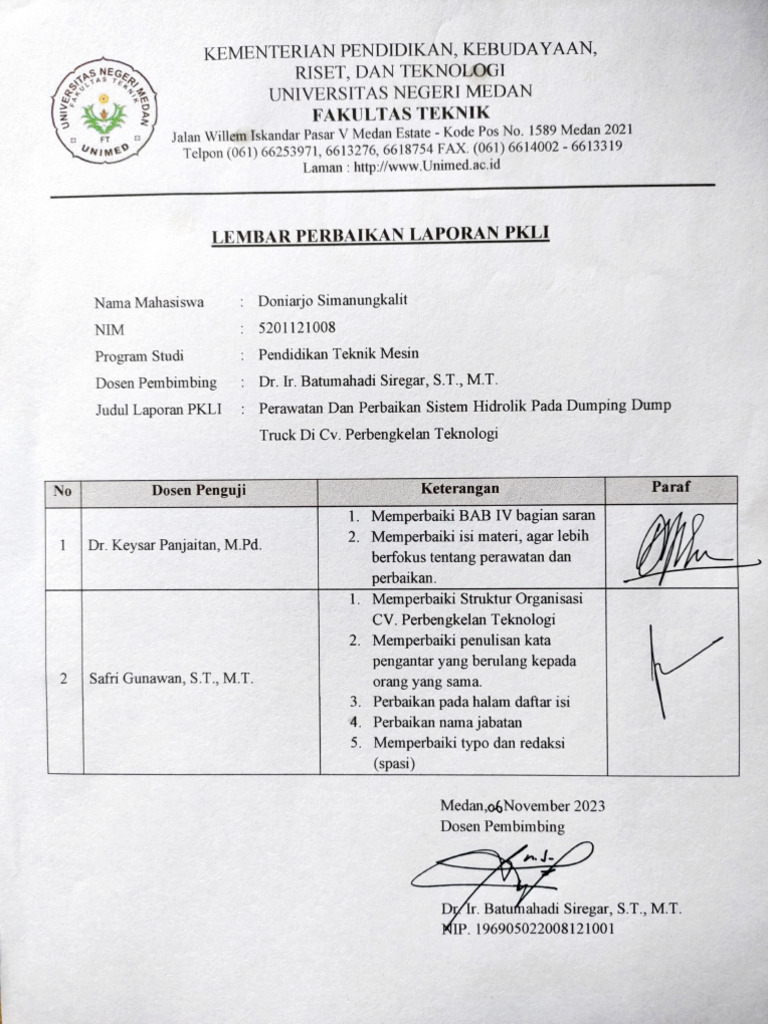 Lembar Revisi Pkli | PDF