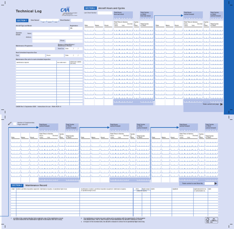 CA006-Technical-Log | PDF | Airliner | Transport Accidents And Incidents