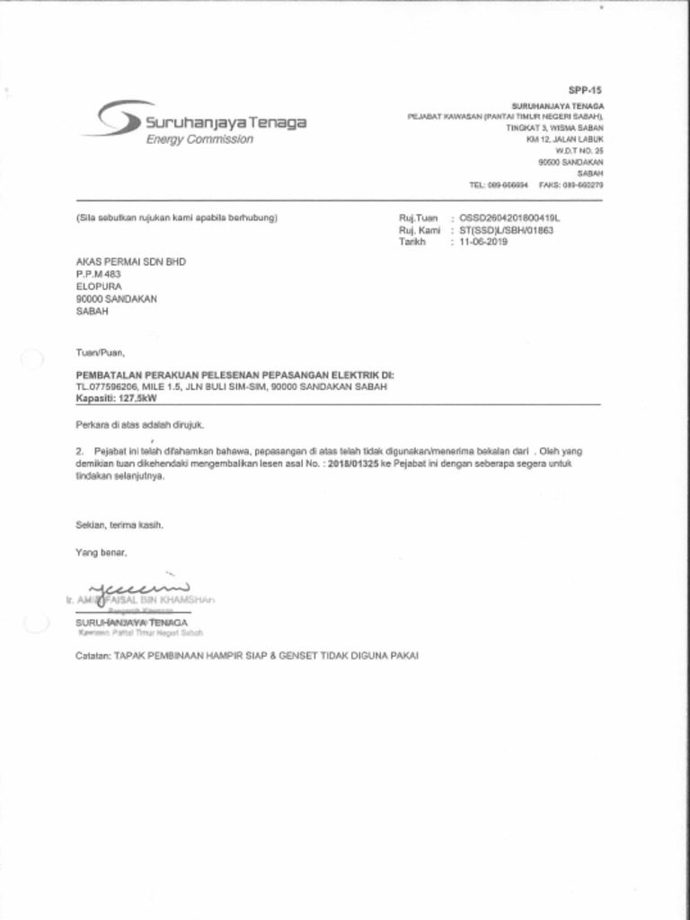 Pembatalan Perakuan Pelesenan Pepasangan Elektrik | PDF