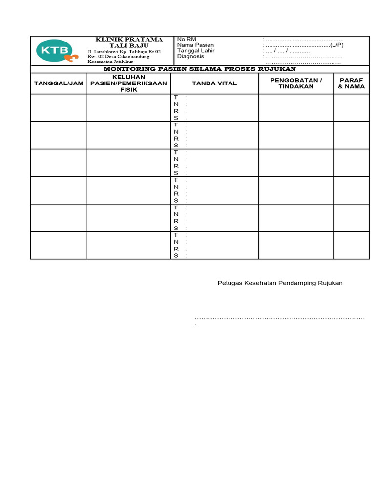 Form Monitoring Rujukan | PDF