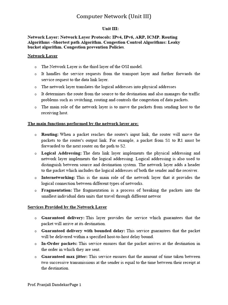 Unit 3 CN | PDF | I Pv6 | Internet Protocols
