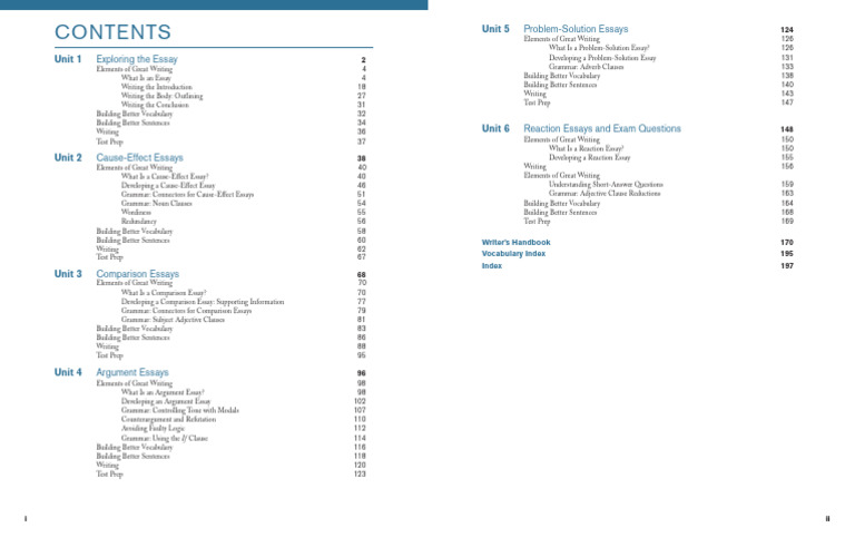 Great Writing Level 4 Table of Contents | PDF | Essays | Clause