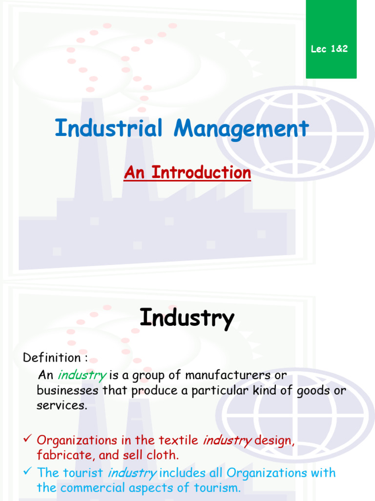 Industrial Management Basics | PDF | Systems Theory | Textiles