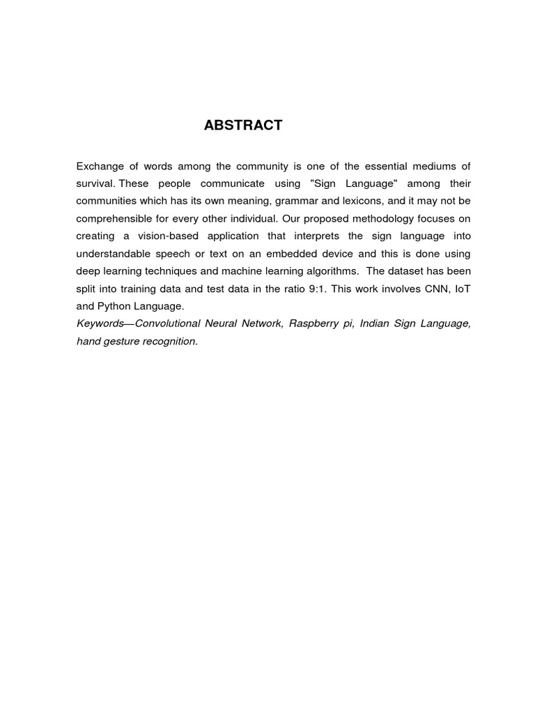 Conversion of Sign Language Into Speech or Text Using Cnn | PDF ...