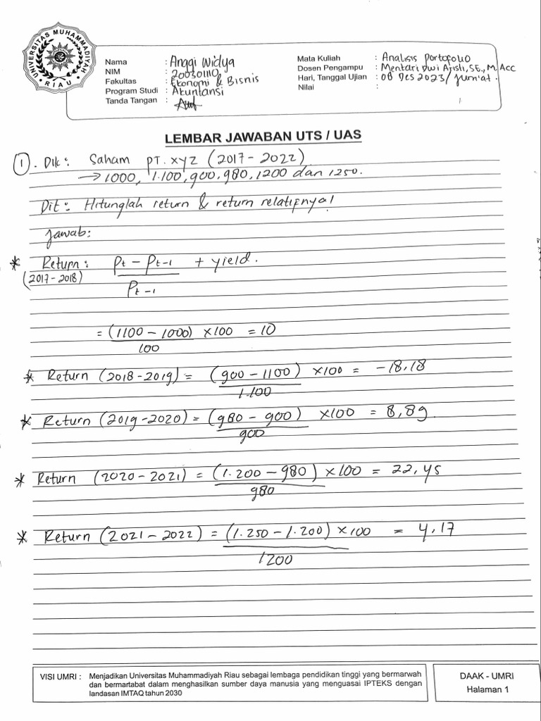 Uts Analisis Portofolio | PDF
