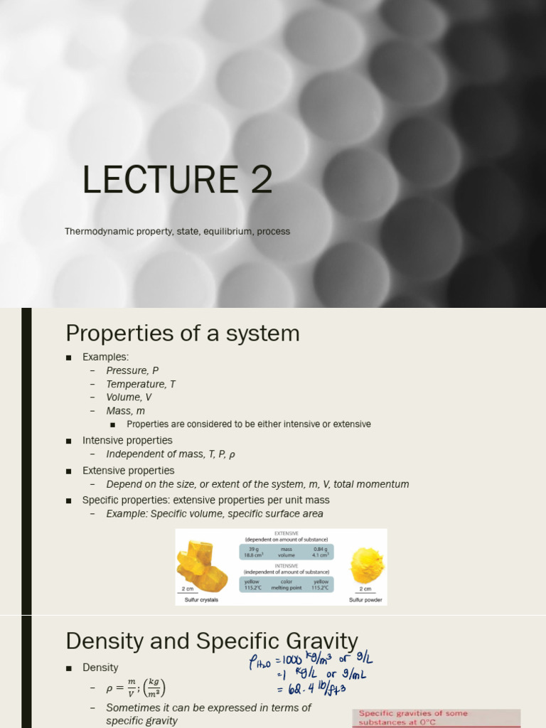 Lecture 2 - Thermodynamic Property, State, Equilibrium, Process | PDF Lecture 2 - Thermodynamic Property, State, Equilibrium, Process | PDF
