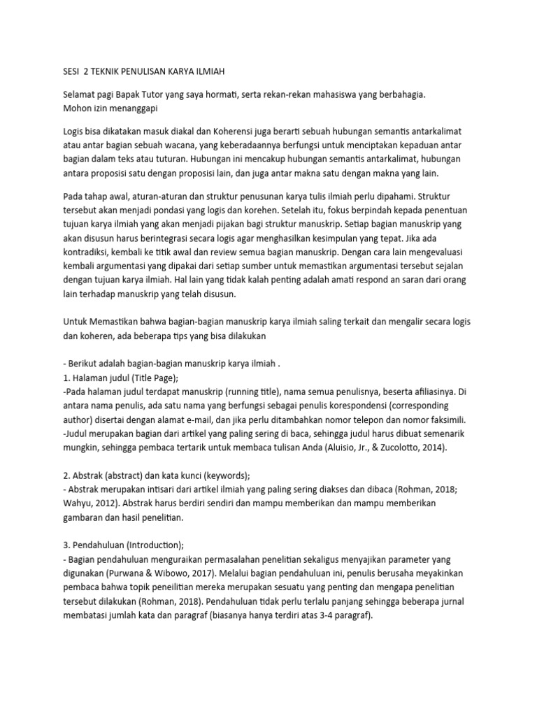 Sesi 2 Teknik Penulisan Karya Ilmiah | PDF