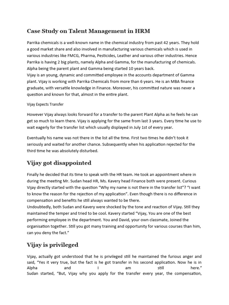 Case Study Talent Management | PDF