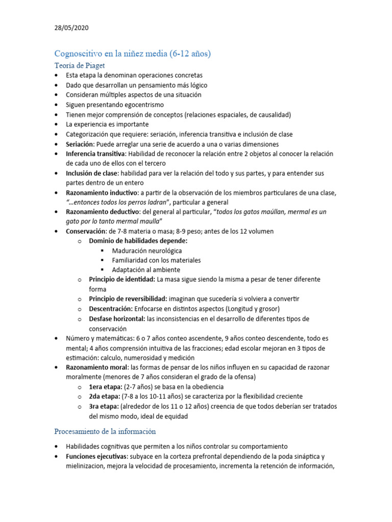 Cognoscitivo en La Niñez Media | PDF | Memoria | Aprendizaje