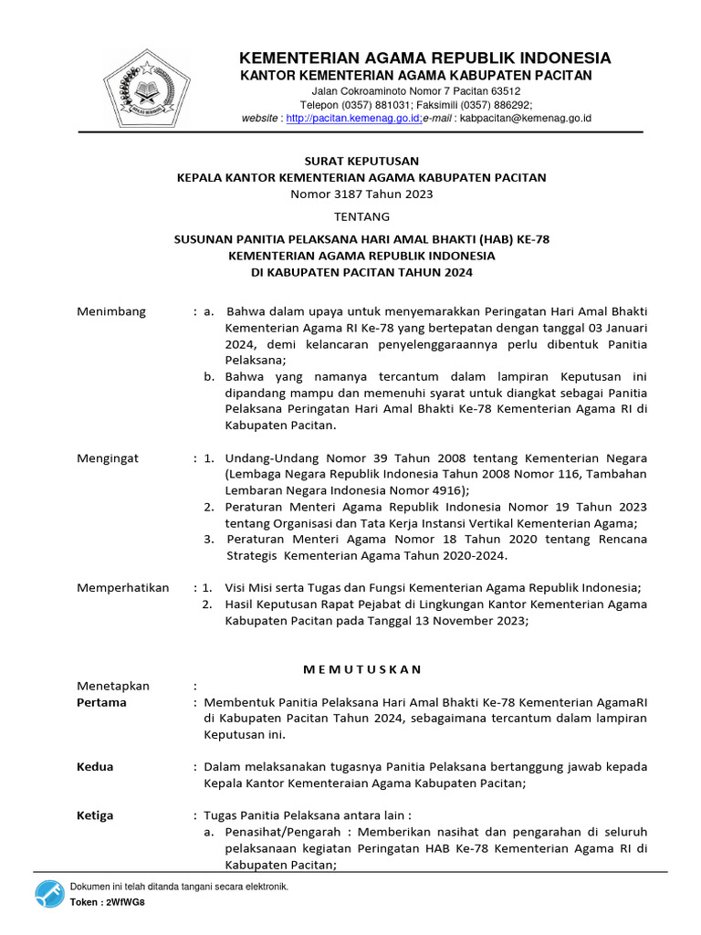 SK HAB 2024 Kemenag Pacitan | PDF