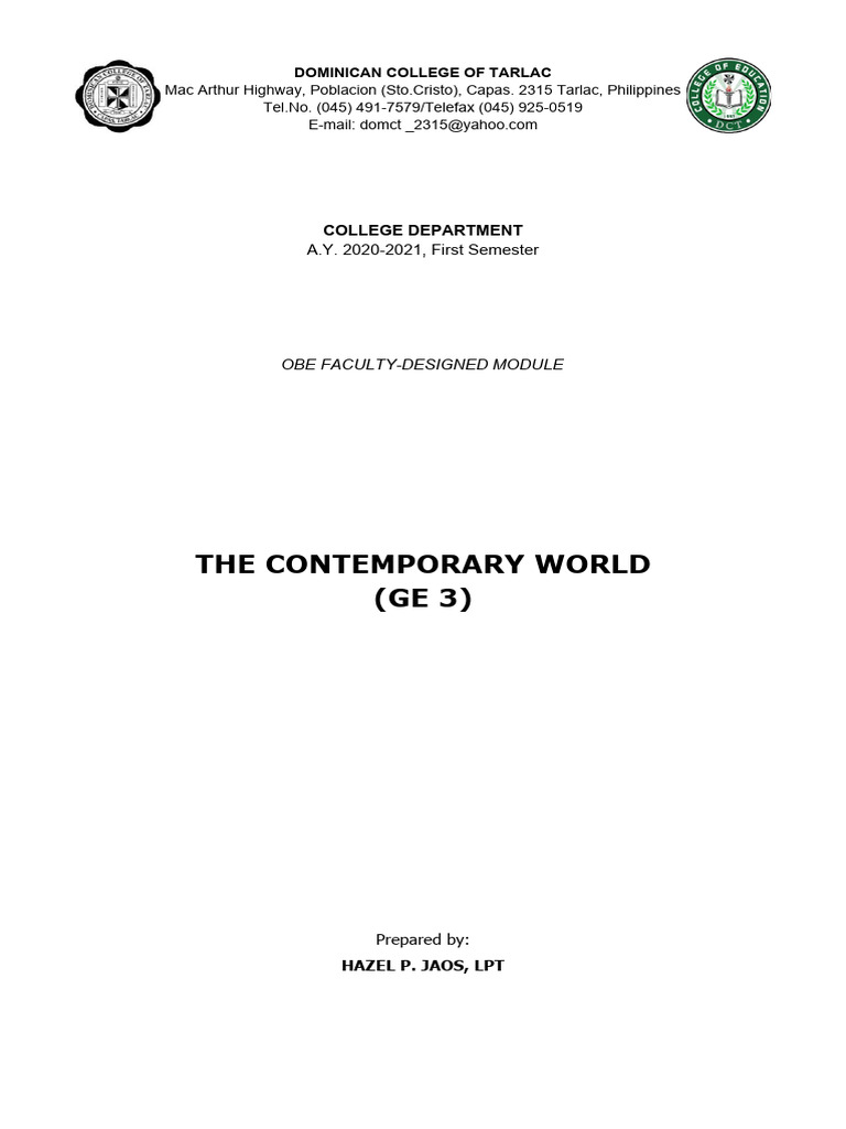 Contemporary-World-GE3-Module-4 ANS | PDF | World Systems Theory | Modernization Theory
