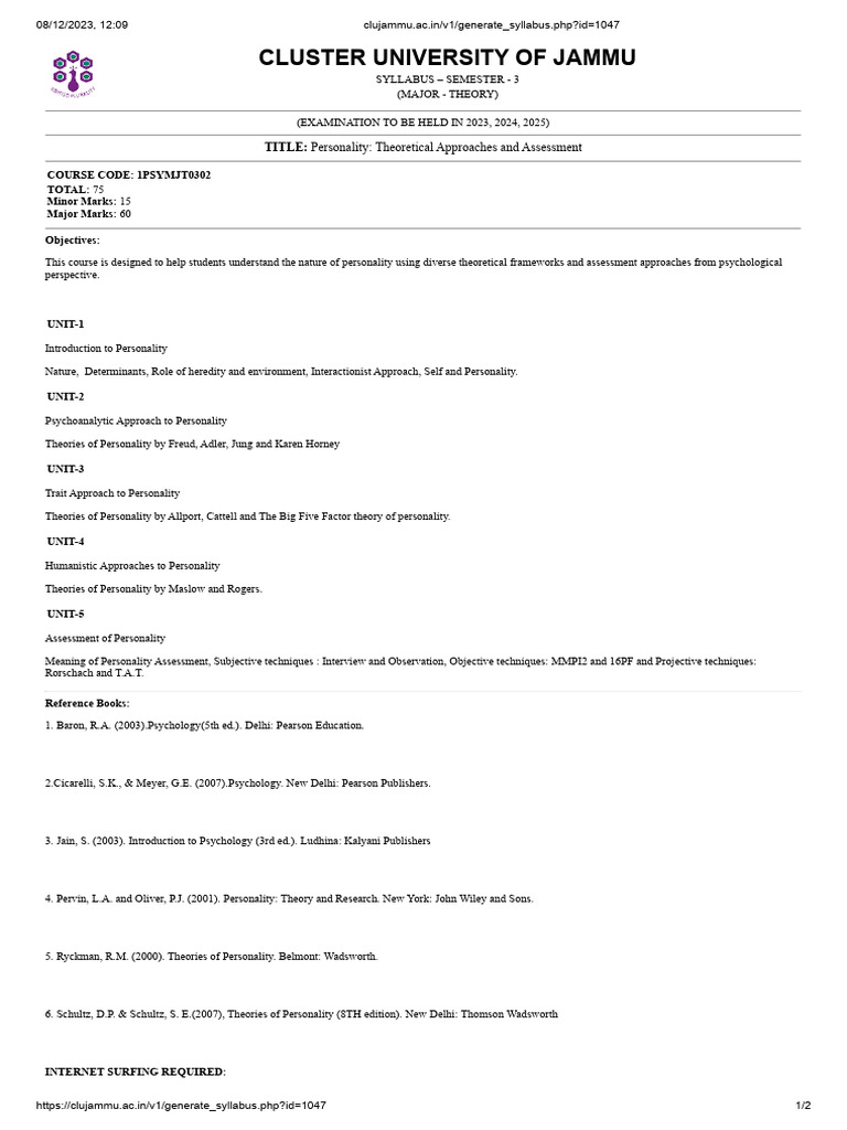 2) Psychology Personality | PDF | Psychology | Psychological Concepts