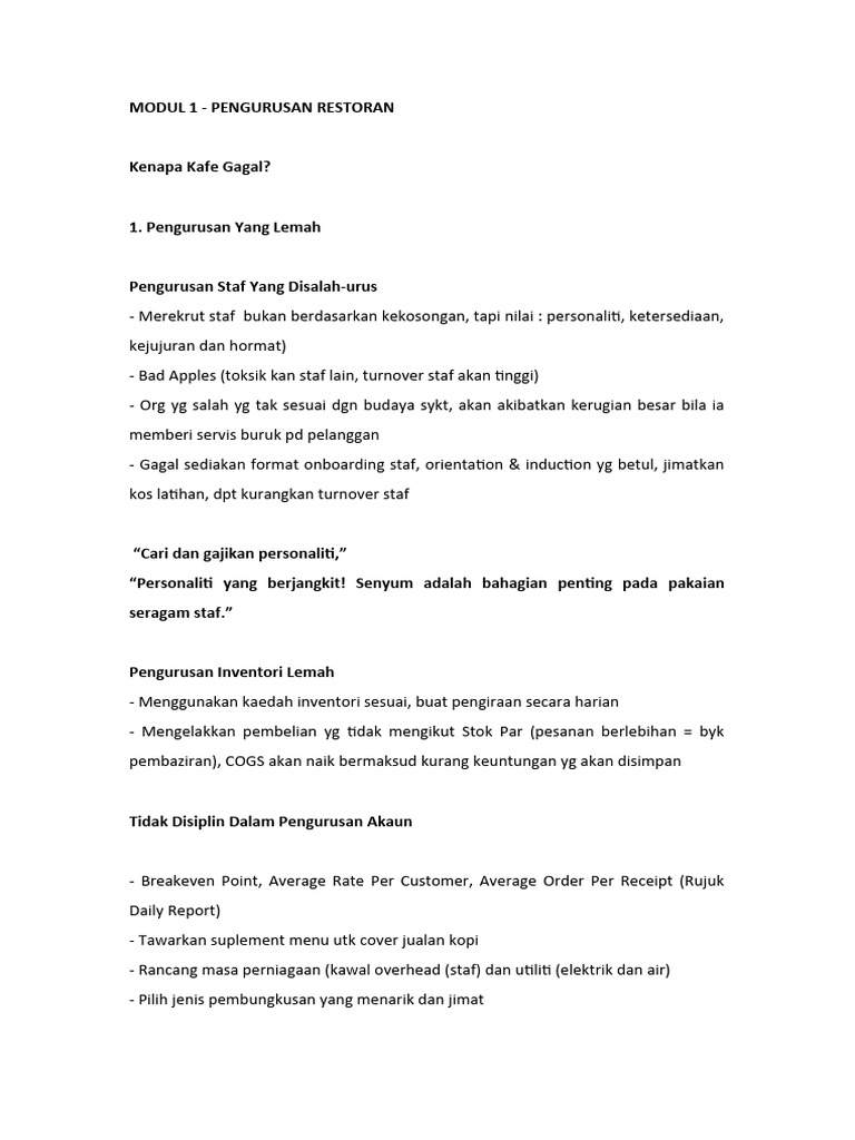 Modul 1 -Pengurusan Perniagaan | PDF