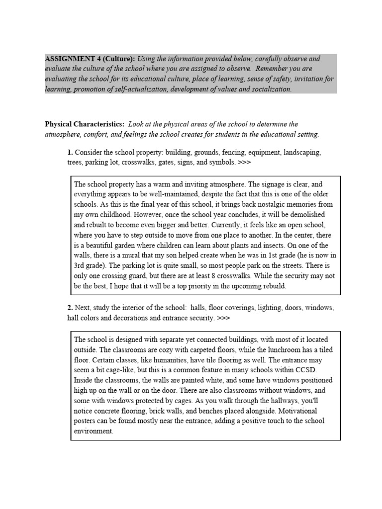 Edu 201 Assignment 4 Culture - 1 | PDF | Classroom | Learning