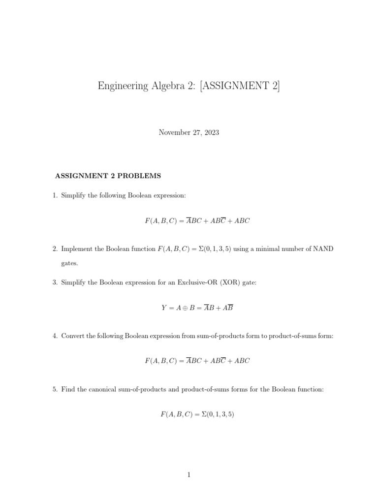 Geg115 Assignment2 | PDF | Boolean Algebra | Teaching Mathematics