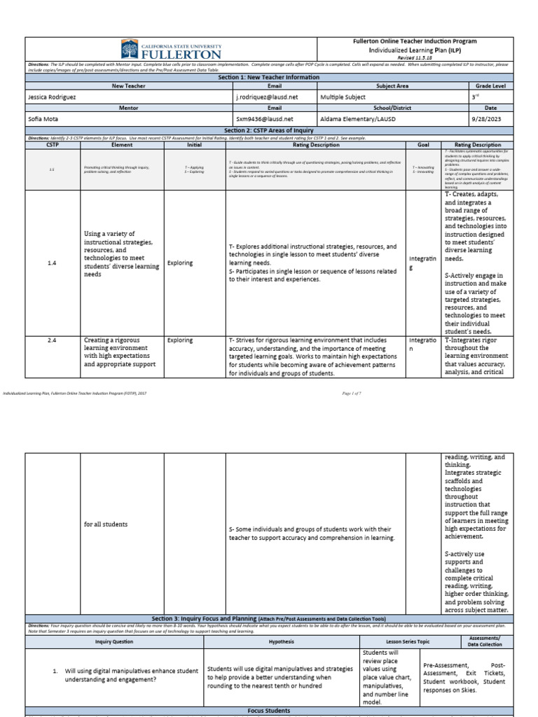 Ilp Form 11 | PDF | Learning | Critical Thinking