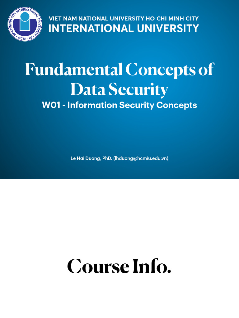 FCoDS - W01 - Information Security Concepts | PDF | Cryptography | Information Security