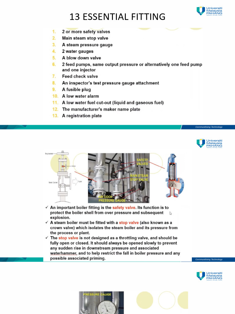 BVF3184 TOPIC 4 PART 2B - 13 essential fittings boiler EXTRA NOTE | PDF