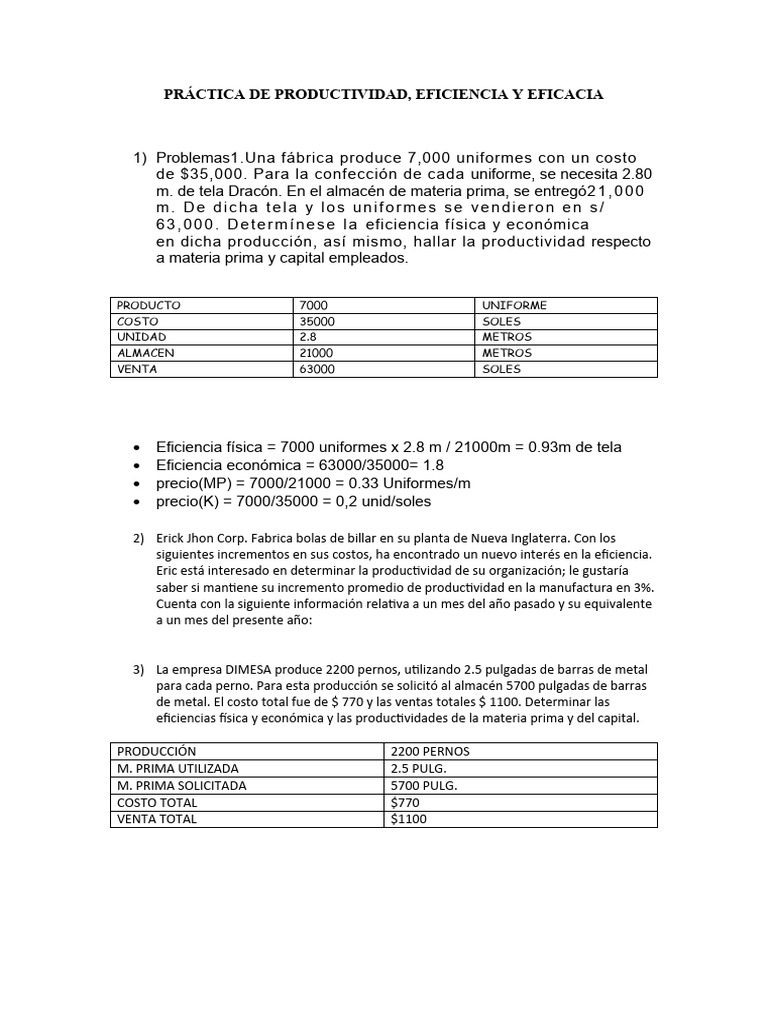 Eficiencia y Productividad en DIMESA | PDF | Economias | Negocios ...