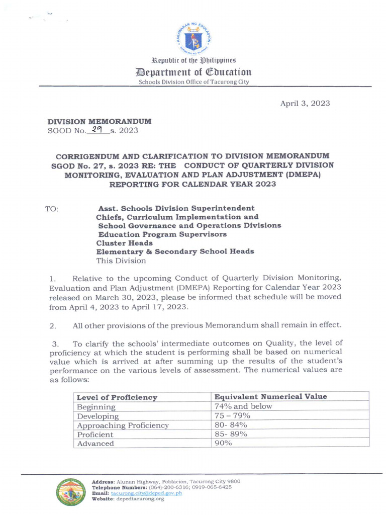 DM SGOD No. 29 S. 2023 Corrigendum and Clarification To Division ...