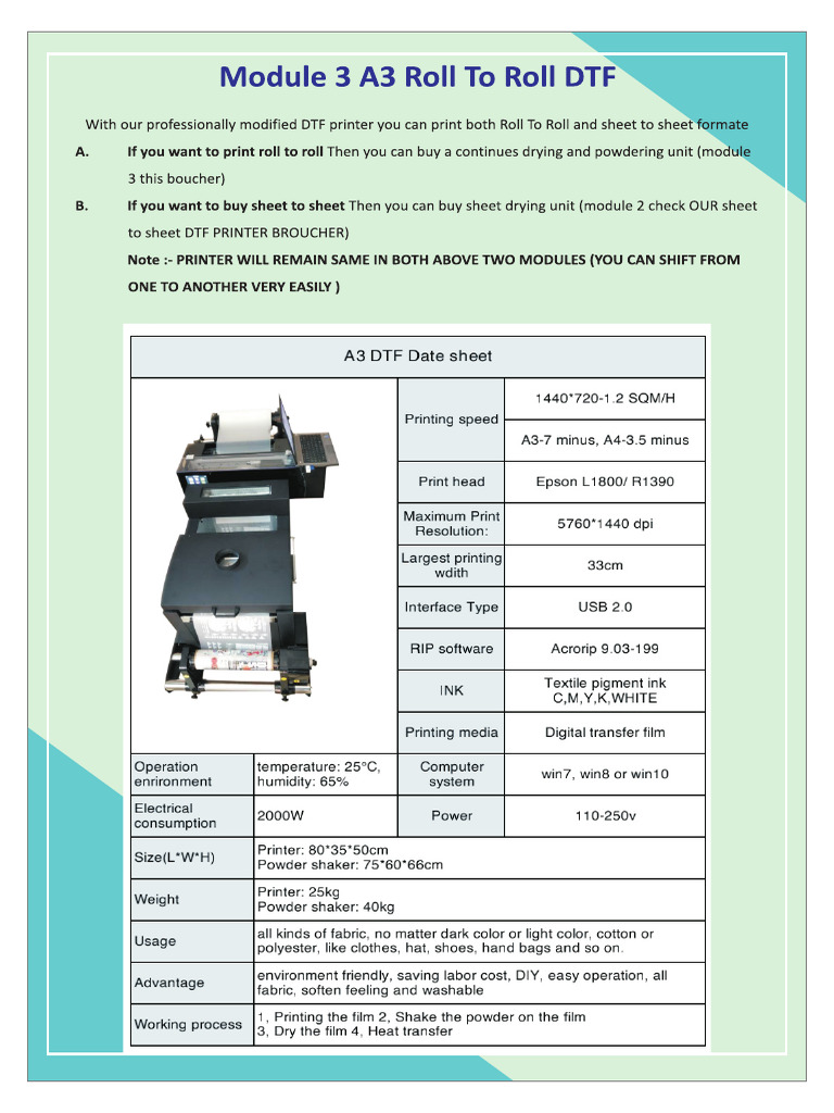 Epson l1800 l805 Complete DTF Printer Conversion Kit and Training | PDF