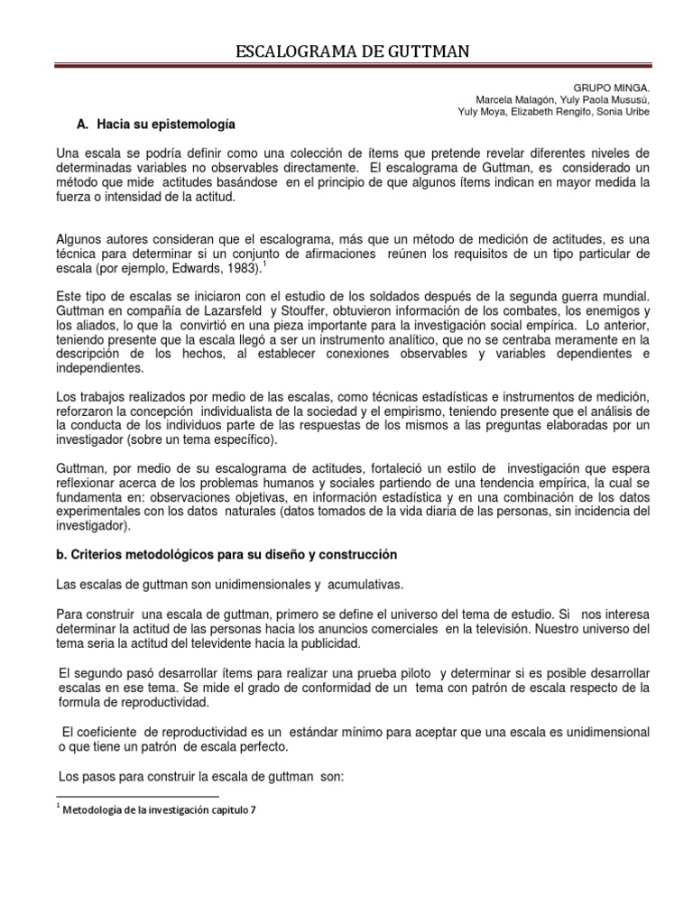 Escalograma GUTTMAN | PDF | Empirismo | Estadísticas