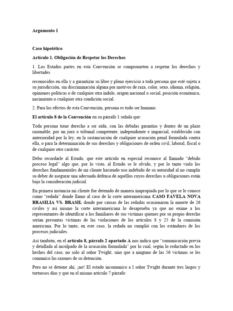 Argumento 1 casos hipoteticos | PDF