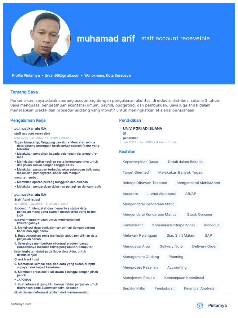 Muhamad Arif Pintarnya CV | PDF
