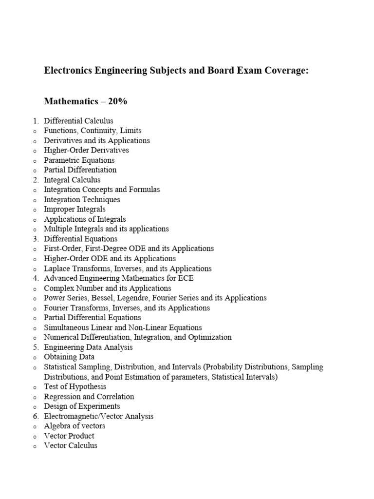 Electronics Engineering Subjects and Board Exam Coverage | PDF ...