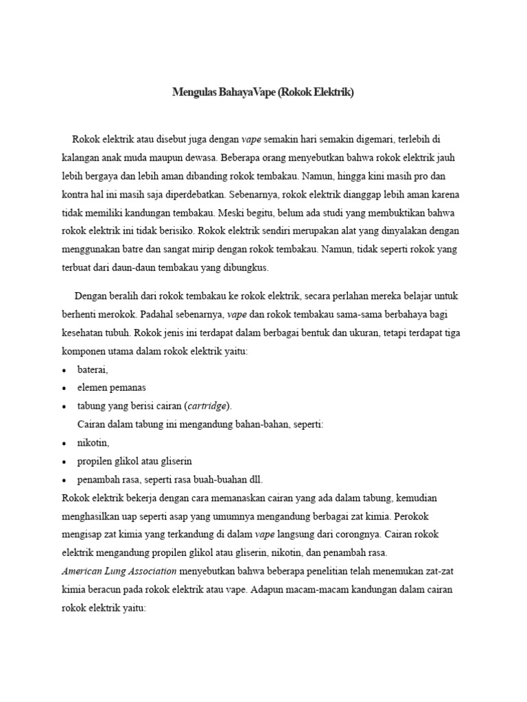 (Mengulas Bahaya Vape) Tugas Artikel B. Indonesia Padlan 2131122 S1 T ...