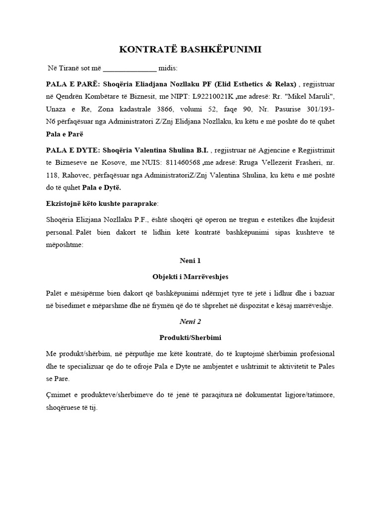 Kontrate Bashkepunimi | PDF