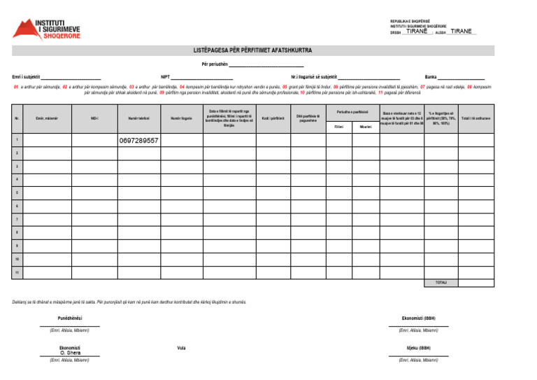 Listëpagesa Për Përfitimet Ash 2023 | PDF