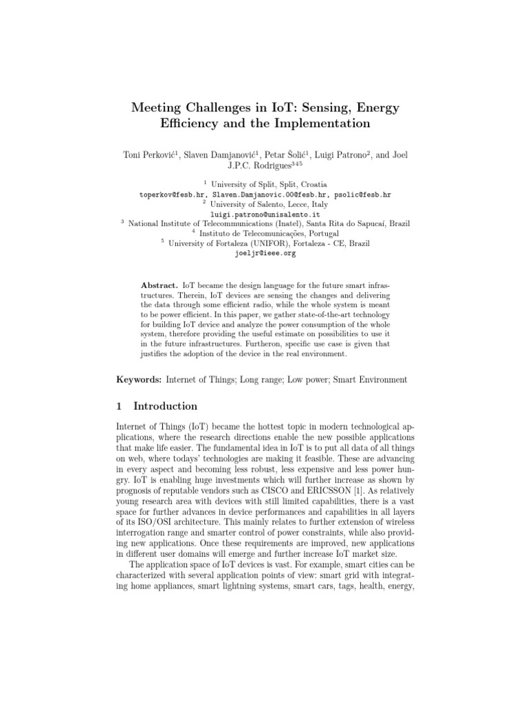 Meeting Challenges in Iot | PDF | Internet Of Things | Bluetooth