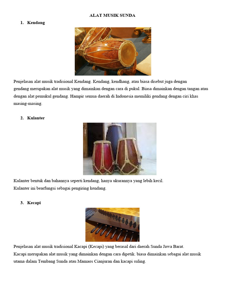 Alat Musik Tradisional Sunda | PDF | Ilmu Sosial | Seni