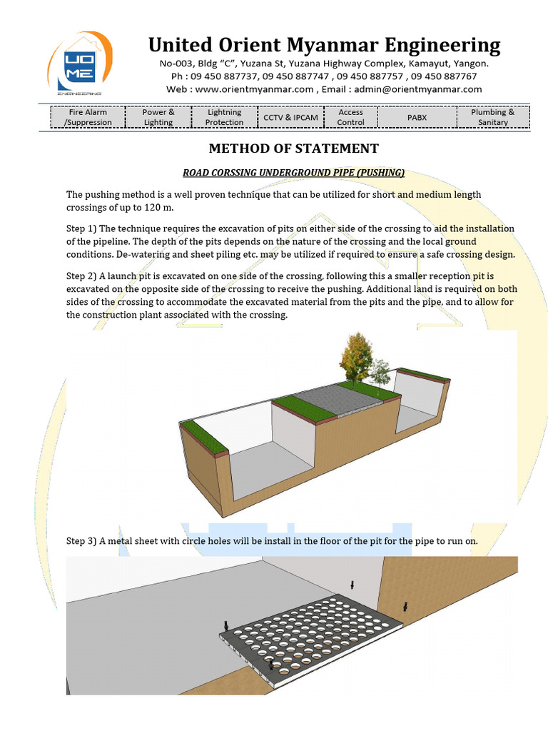 Road Crossing Method of Statement | PDF | Pipe (Fluid Conveyance) | Plumbing