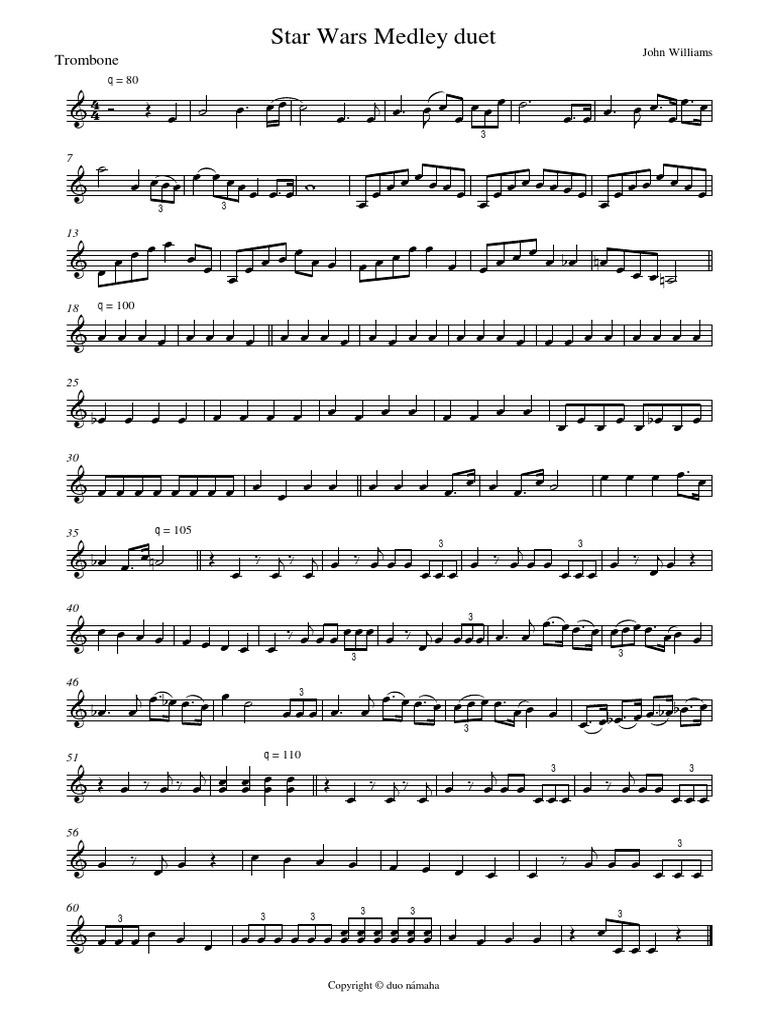 Star Wars Medley Duet - Trombone | PDF