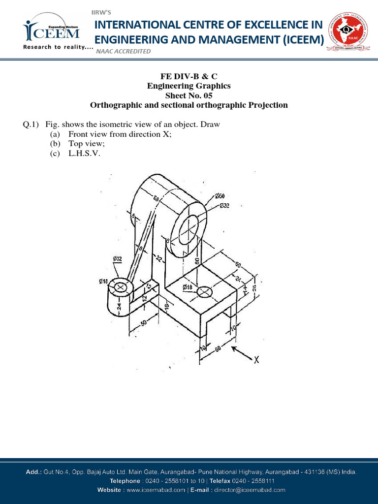 EG Sheet 5 Orthographic and Sectional Orthographics Projection | PDF ...