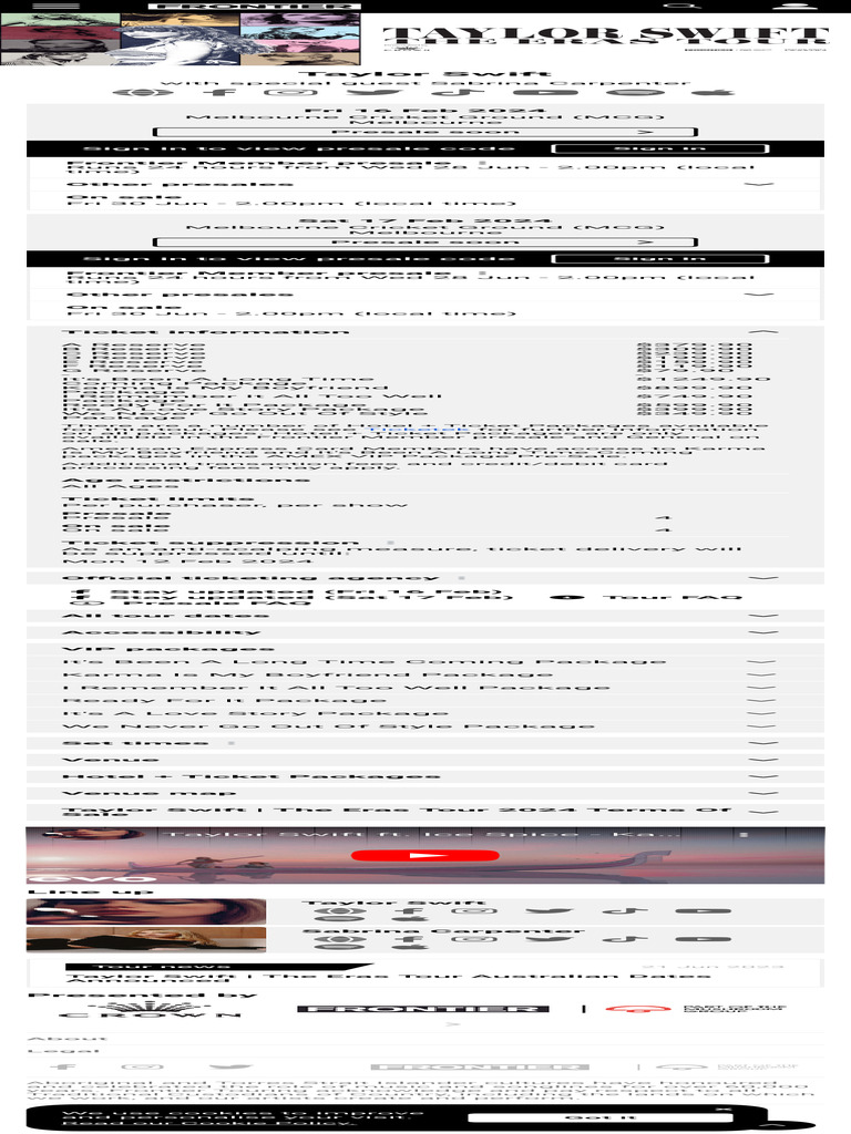 Taylor Swift Tickets Melbourne 2024 Tour & Concert Dates | PDF