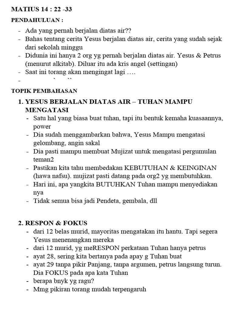Matius 14 | PDF | Filsafat | Agama & Spiritualitas
