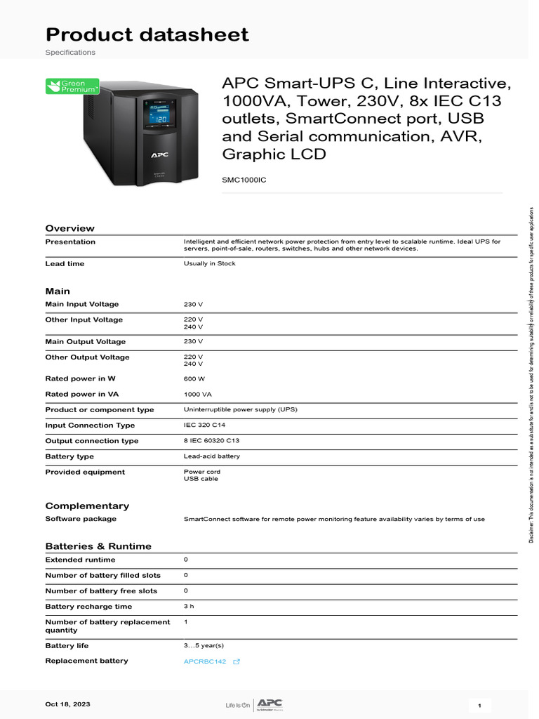 Smart-UPS SMC1000IC | PDF | Electronics | Computer Science